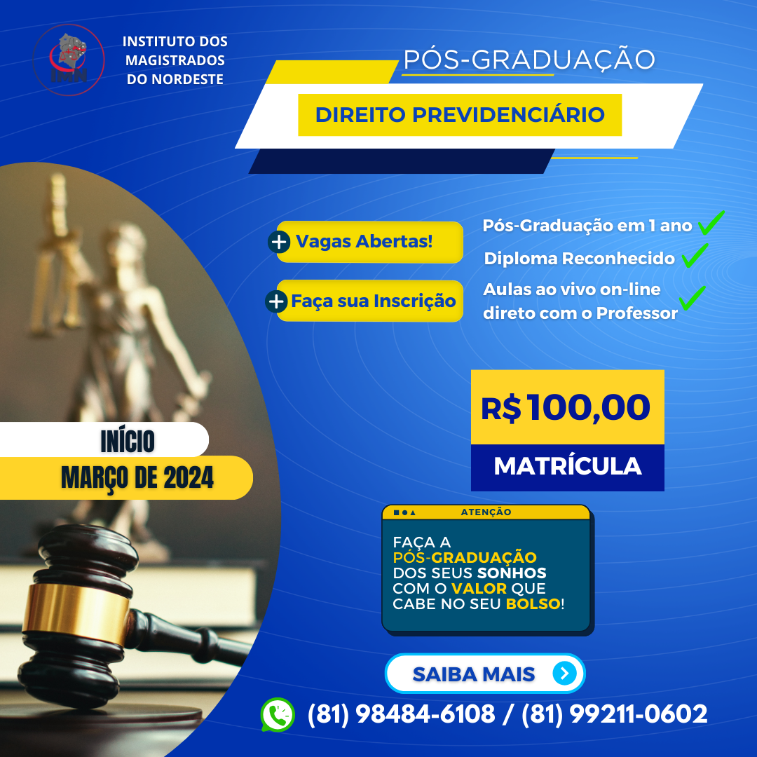Pós-graduação em Direito Previdenciário - Instituto dos Magistrados do ...